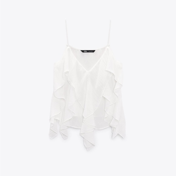 Zara | Tops | Zara White Ruffled Top Nwt | Poshmark